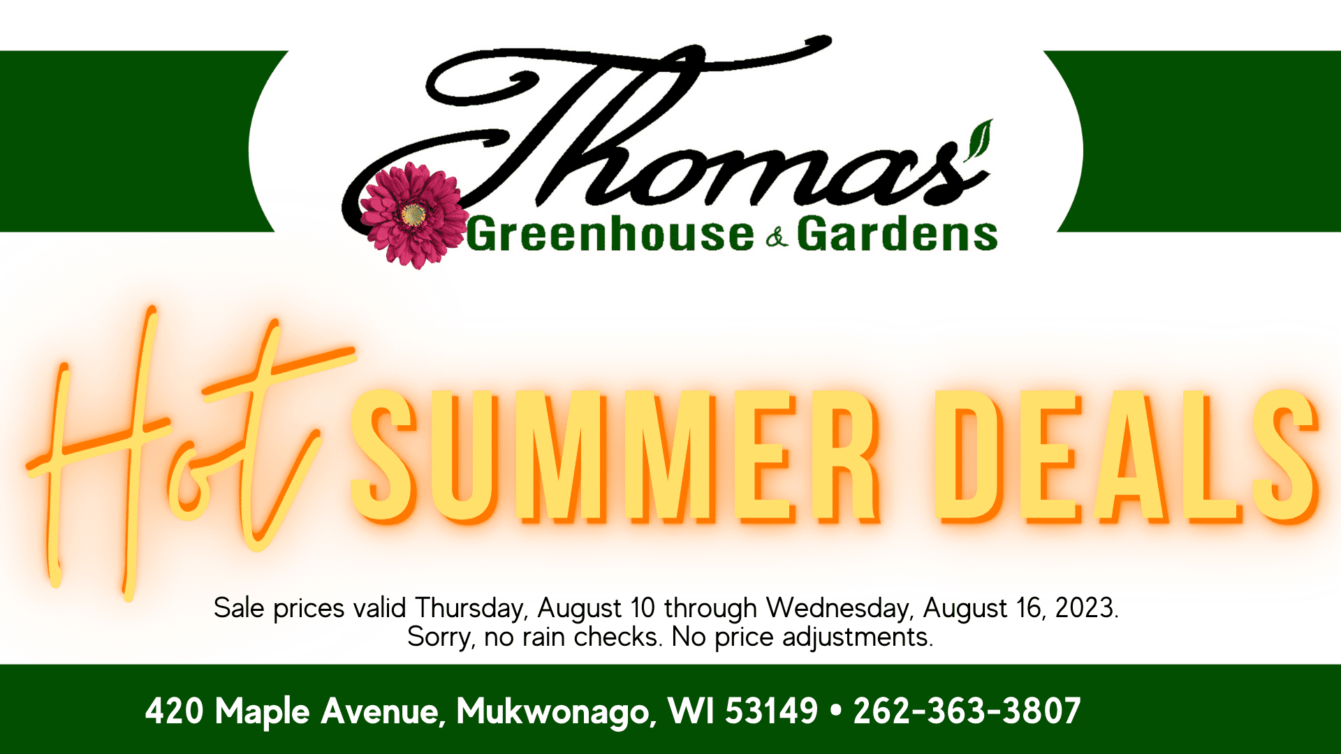 Hot Summer Deals Sale • Thomas Greenhouse & Gardens