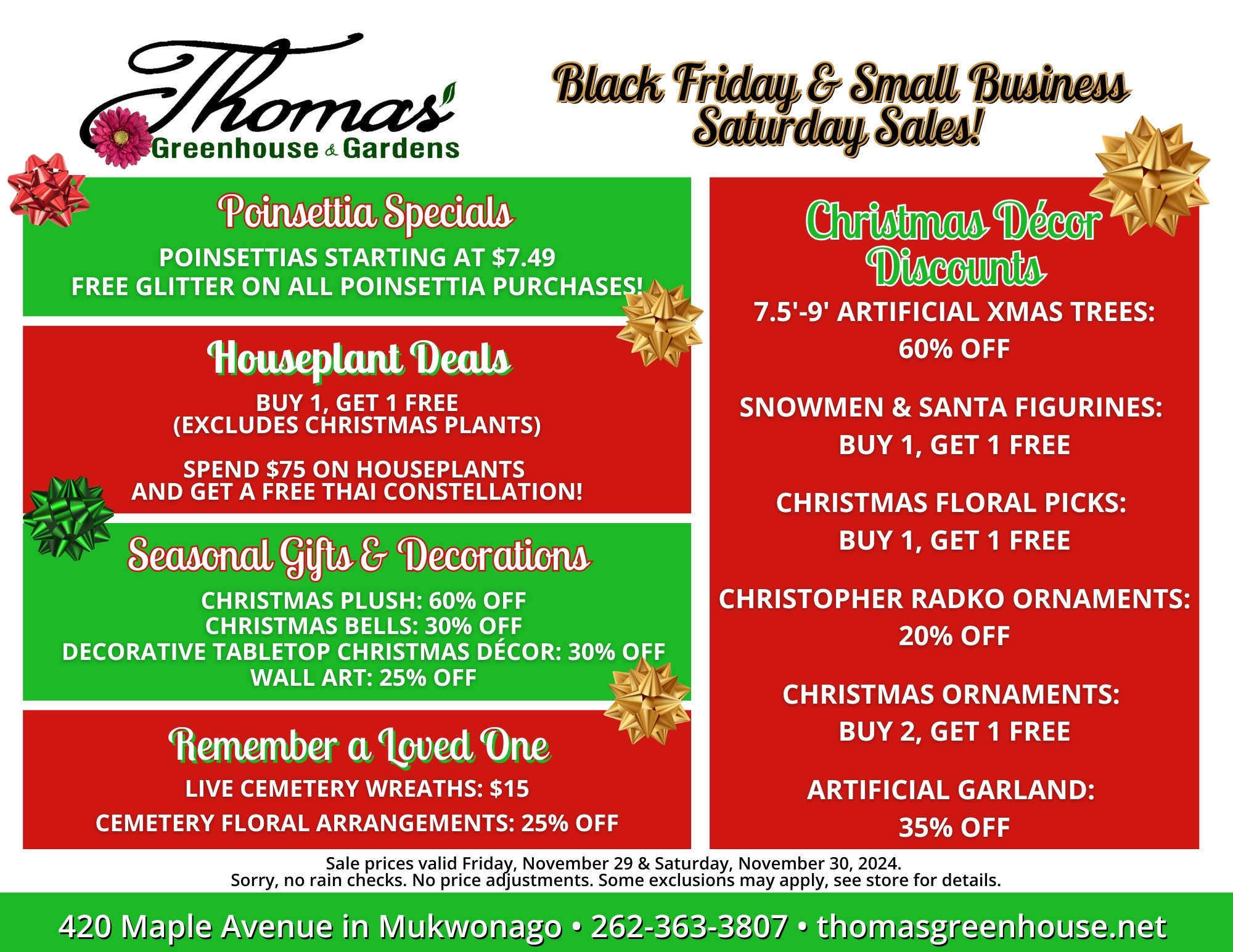 Black Friday & Small Business Saturday Sale | Thomas Greenhouse & Gardens