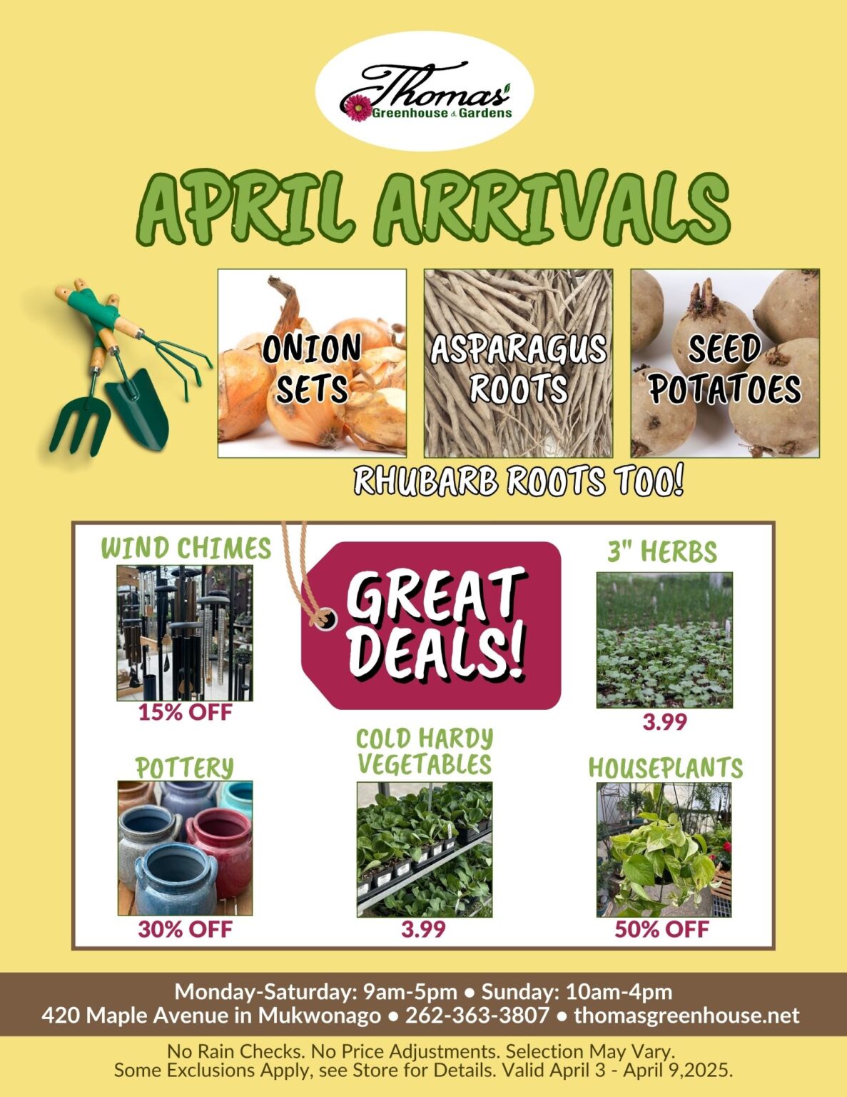 April Arrivals & Deals • Thomas Greenhouse & Gardens
